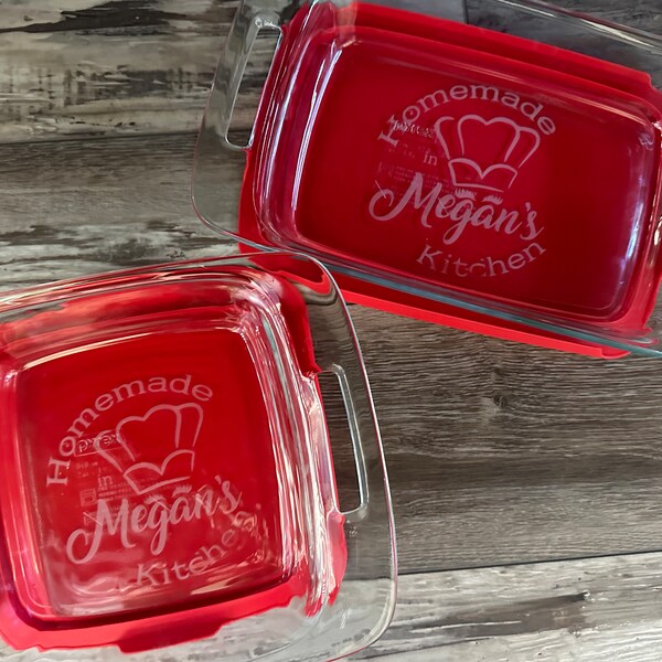 Personalized Etched Pyrex Baking Casserole Dish - Wedding Bridal Shower ...