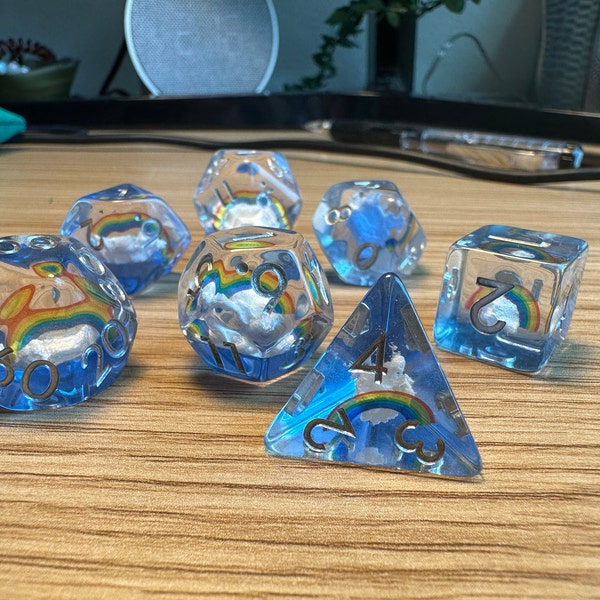 Rainbow Cloud Dnd Dice Set | Cute Clouds and Rainbows | Dungeons ...