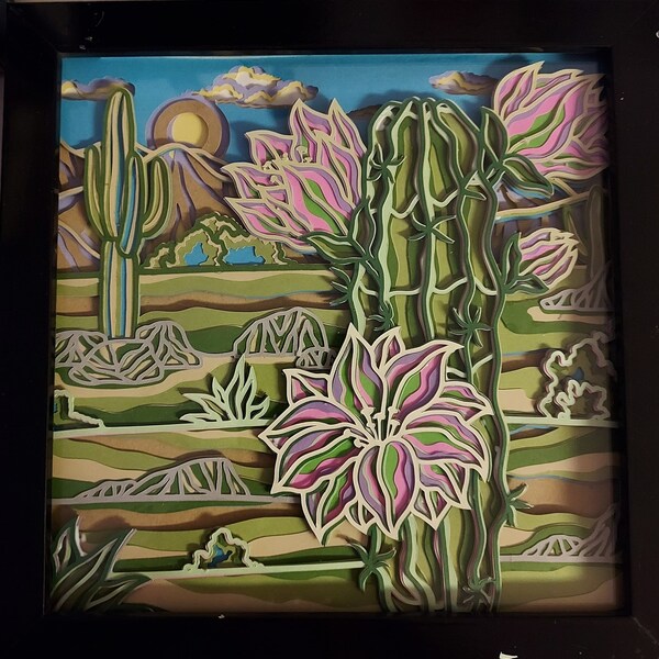 Picture Cactus 3D Mandala Svg Files, Multilayer Panel for Laser Cutting ...