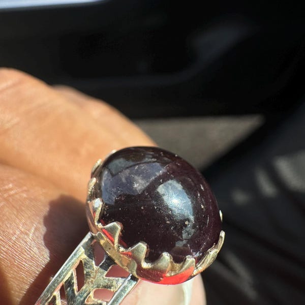 Star Garnet Ring, Oval Shape Ring, 925 Sterling Silver Ring, Statement ...