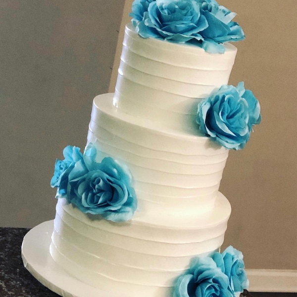 12 Aqua Blue Open Roses, Turquoise Rose Bush, Artificial Flowers, 4 ...