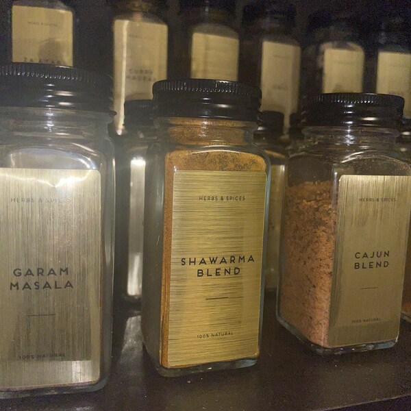 Gold Metallic Herbs and Spice Labels - Custom List - Waterproof Labels ...