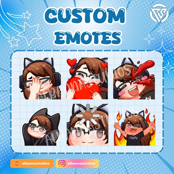 Custom Twitch Emotes or Kick Emote and Animated Emotes, Vtuber Cute ...