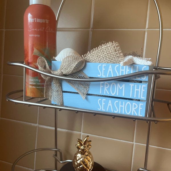 Summer Tiered Tray Decor, Mini Crate for Tiered Tray, Mini Crate of Sea ...