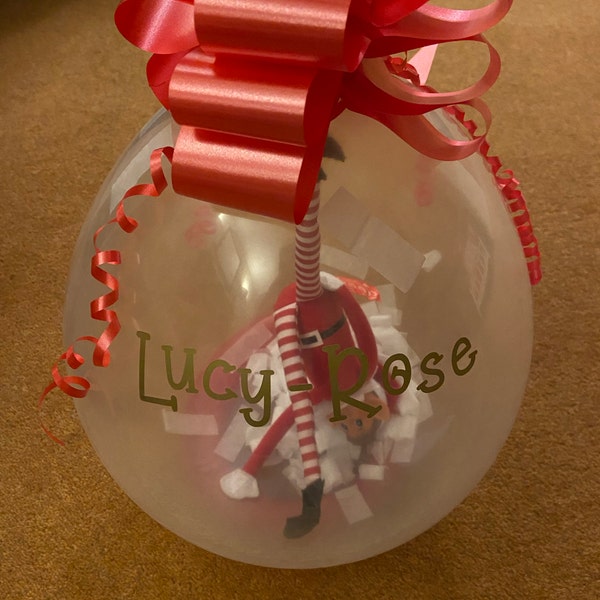 Personalised Elf Arrival Balloon DIY Balloon Kit POP ME Balloon Suprise ...