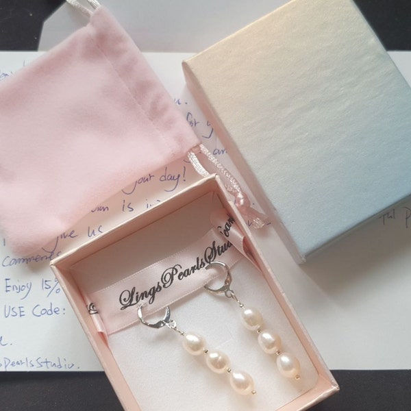 Freshwater Dropping Pearl Earrings, 14K Gold Filled Dangle Earring With ...