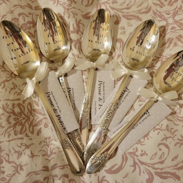 Hand Stamped Serving Spoon - Friends Are the Family We Choose, Holiday ...