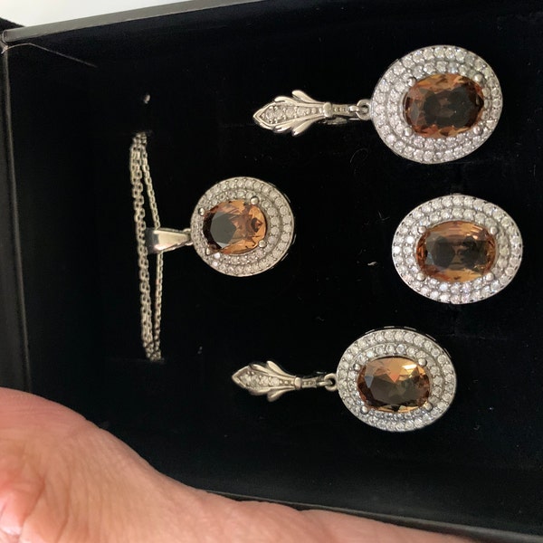 Schmuck Set, Glamorous Gift for Her, Sultanit Ring, Earrings and ...