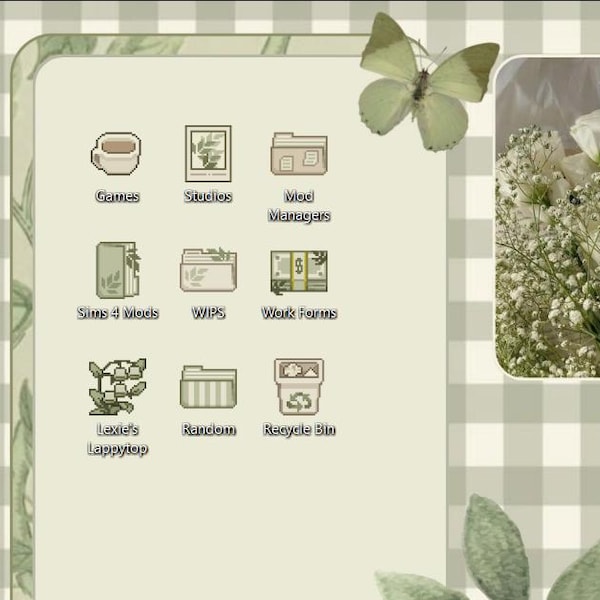 Minimalist Plant Folder Icons: Hand-drawn Desktop Theme (digital ...