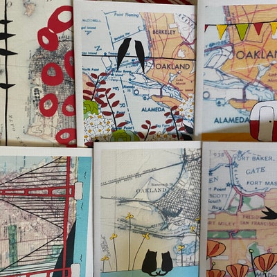 Flower Box Card Set / Blank Map Greeting Cards Box Set of 6 Flower ...