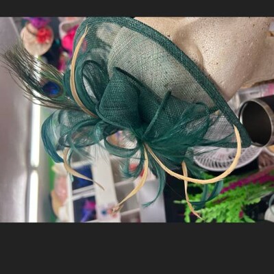 Turquoise Color Spray Crinoline Fascinator on Headband Kentucky Derby ...