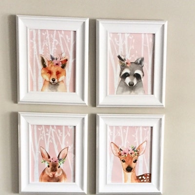 Woodland, Animals, Nursery, Personalized Gift, Raccoon, Woodland Theme ...