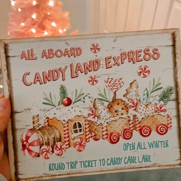 Candy Land Express, Pink Christmas, Handcrafted Plaque / Sign - Etsy