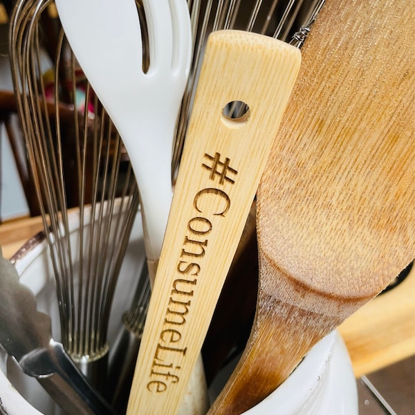 Personalized Bamboo Cooking Spoon – Custom Engraved Wooden Utensil ...