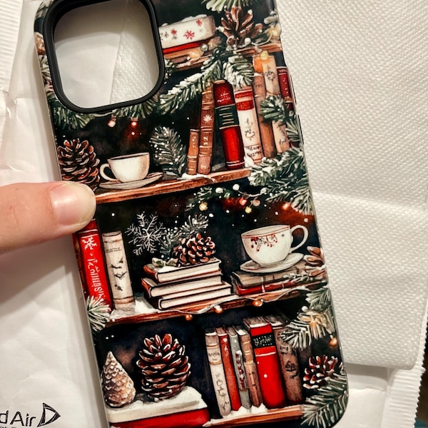 Floral Bookshelf Phone Case - Vintage Book Aesthetic Phone Cover for ...