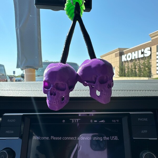 Cherry Skull Fruit Keychains| 5" Skull Accessories for Car Mirrors ...
