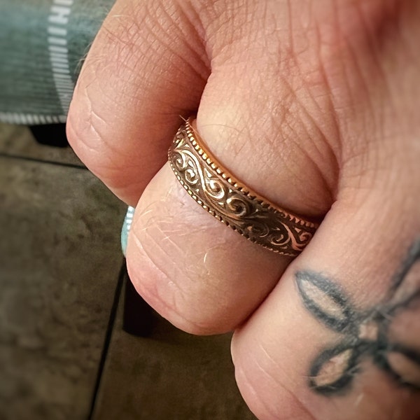 Copper Ring Set 3, Stacking Rings Copper, Textured Rings, Dandelions ...