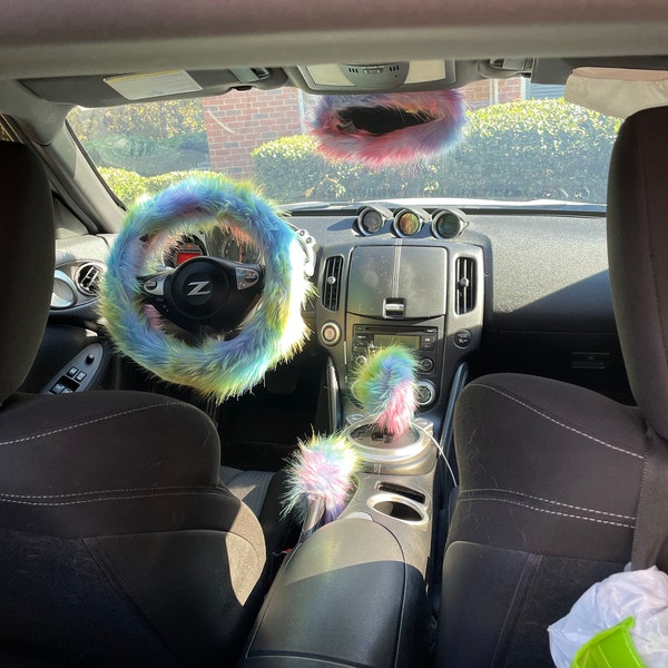Fuzzy Car Accessories, Steering Wheel Cover, Gear Shift Knob Cover ...