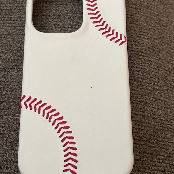 Leather Baseball iPhone Case / Raised Red Hand Stitching / Gift for ...