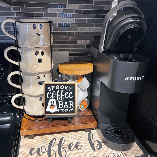 Personalized Coffee Bar Ceramic Tile Sign W/easel, Farmhouse Tiered ...