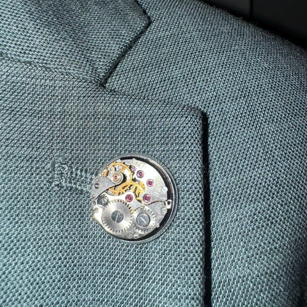 Steampunk Lapel Pin Badge, With Watch Mechanics. Silver Tone - Etsy