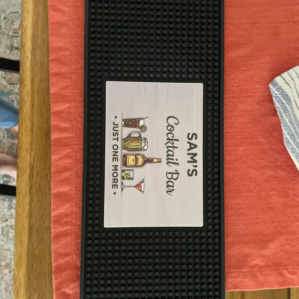 Personalized Cocktail Bar With Drinks Bar Mat, Customized Bar Mat, Home ...