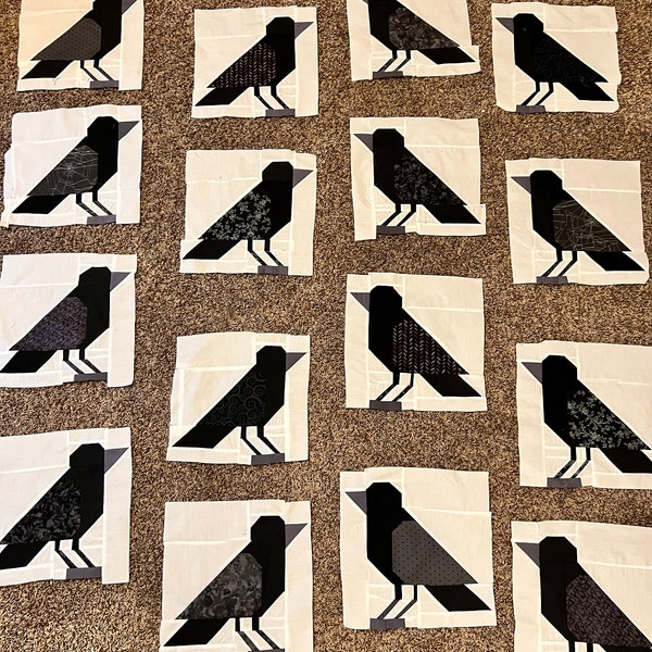 Halloween Crow Quilt Block Pattern, Machine Pieced, PDF Digital Instant ...