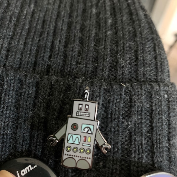 Nerdy Geeky Robot Tech Computer Cartoon Cute 1.25 Inch Hard Enamel Pin ...