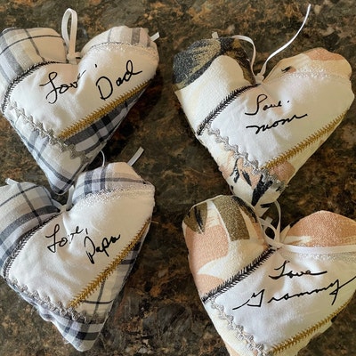 Custom Memorial Ornament Made From Loved Ones Clothes, Handwriting ...