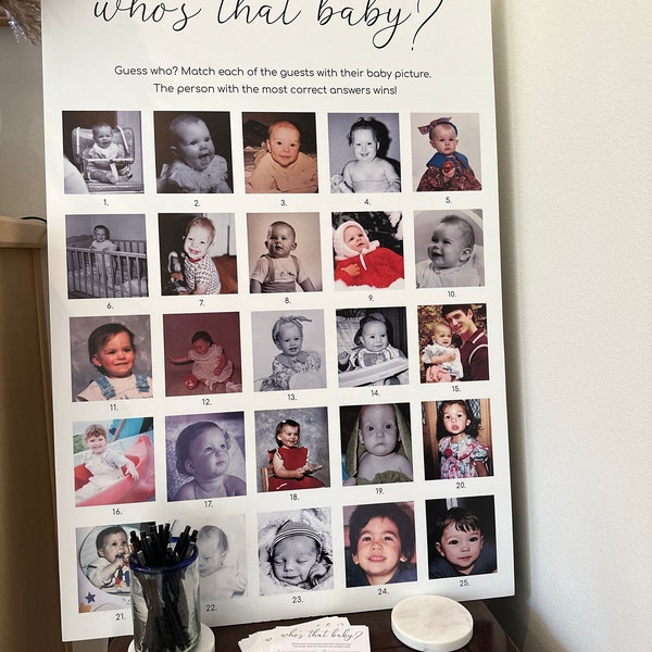 Who's That Baby Photo Game Sign and Card, Minimalist Guess Who? Baby ...