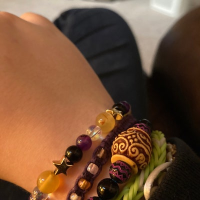 Aroace Pride Flag Star Beaded Gemstone Bracelet, Stretchy Beaded ...