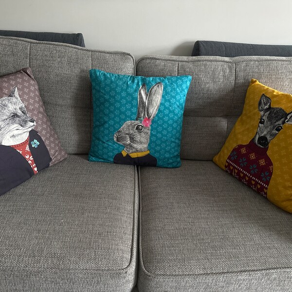 Woodland Creatures Cushions 45cm X 45cm FILLED Cushions, Stag Cushion ...