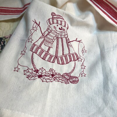 Redwork Snowman Christmas Holiday Machine Embroidery Designs Pack ...