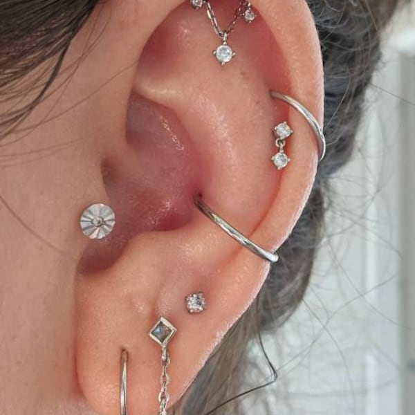 16G Tiny 1.5mm - 4mm Stud Tragus Earring, Labret Studs, Flat Back ...