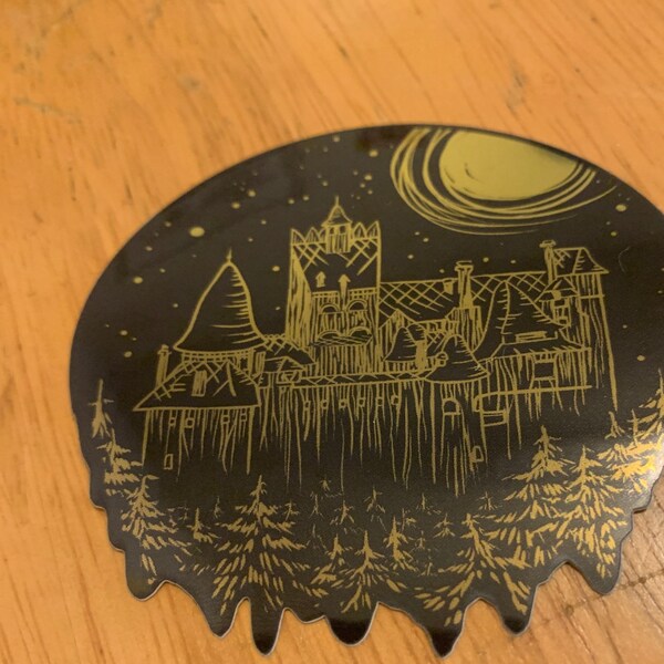 Dracula's Castle Sticker Vinyl Gold Horror Occult Vampire Goth Gothic ...