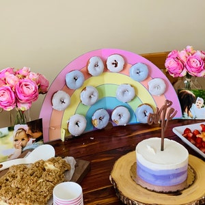 Rainbow Donut Wall, Pastel Donut Wall, Birthday Donut Cake Stand, Girls ...