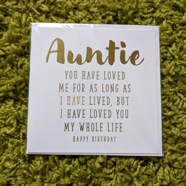 Poem Auntie Birthday Card - Birthday Card for Your Auntie - Birthday ...