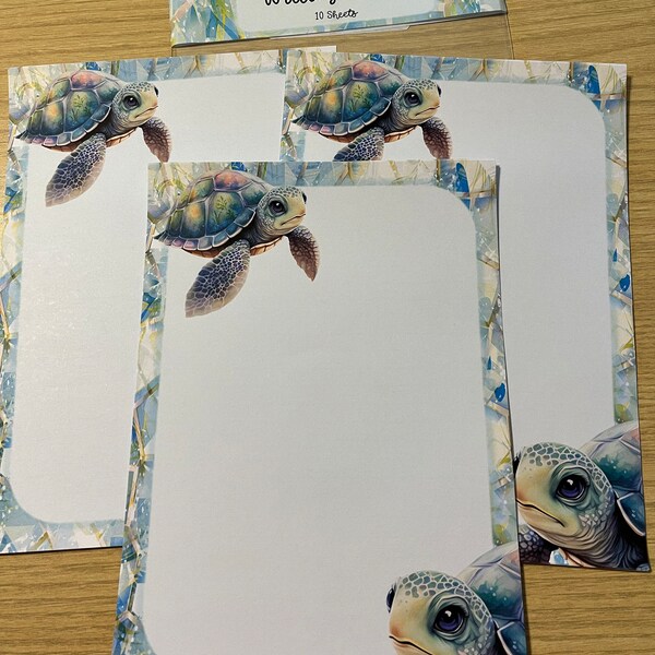 Sea Turtle A5 Letter Writing Paper, Pen Pal Supplies, Stationery Lined ...