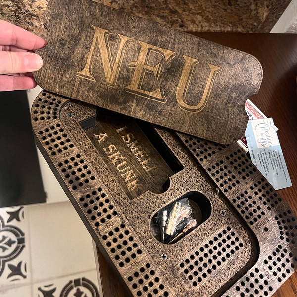 Extra Large Personalized Cribbage Board With Storage & Custom Engraving ...