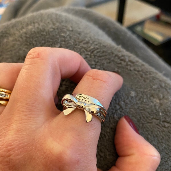 Silver Bow Ring, Sterling Silver Bow, Bow Ring, Dainty Silver Ring ...