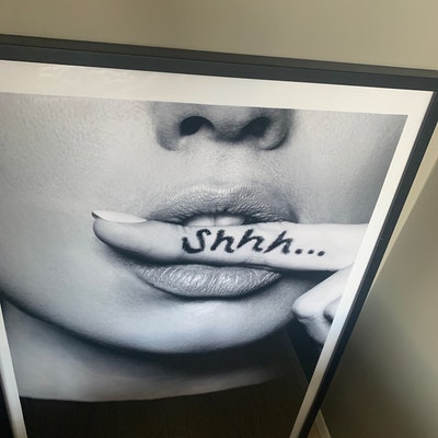 Black and White Shhh Wall Art, Monochrome Poster, Fashion Style Art ...