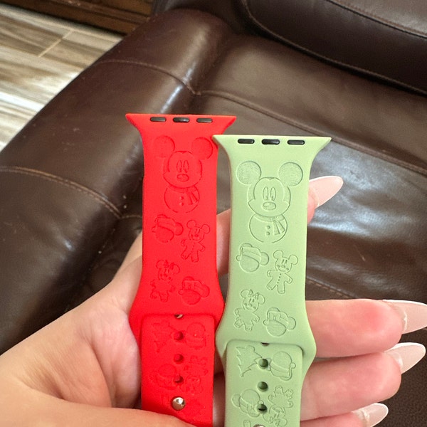 Mickey Christmas Engraved Watch Band, 24 Colors, 38mm 40mm 41mm 42mm ...