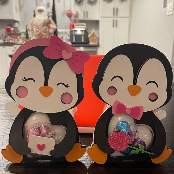 Valentine Little Penguins Candy Holder / Valentine's Penguin ...