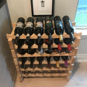 6X Beech Modular Wine Rack Beech Wood 24-72 Bottle Capacity Storage 6 ...