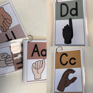 ASL american Sign Language Alphabet Posters BOHO RAINBOW Neutral ...