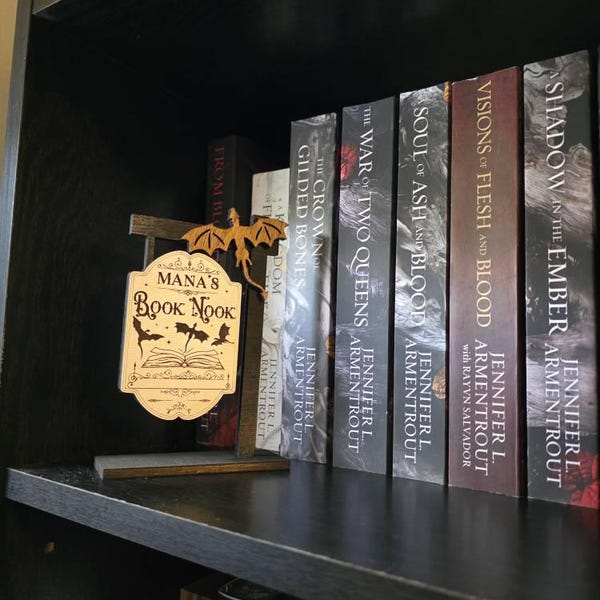 Personalized Book Nook Sign Library, Mini Wooden, With Ladder, Library ...