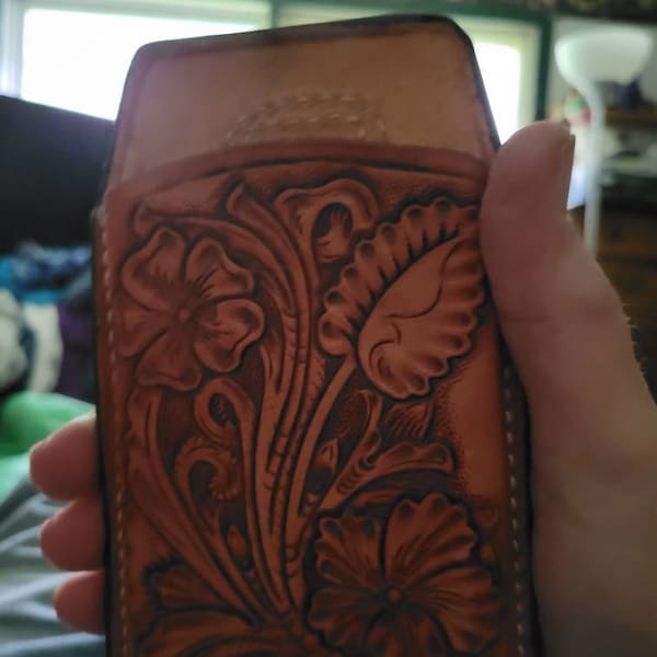 Leather Hand Tooled Cell Phone Case - Western Floral - Etsy