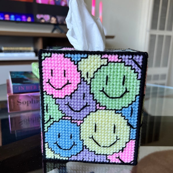 Happy Faces Pastel Tissue Box Cover - Etsy