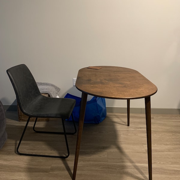Narrow Round Dining Room Table, Small 2 Person Dining Table Walnut Wood ...