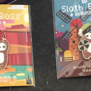 Sloth Enamel Pin, Warrior Sloth Lapel Pin Jewelry, Dnd Christmas Gift ...